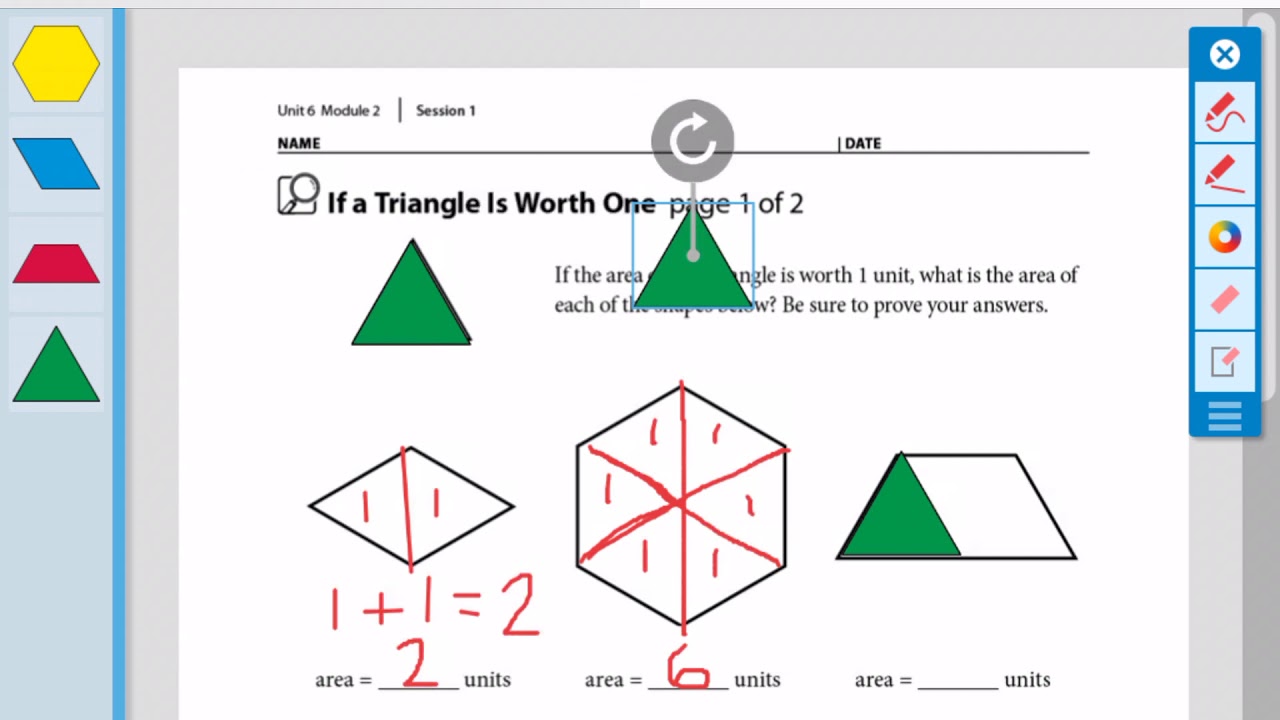Exploring area with pattern blocks