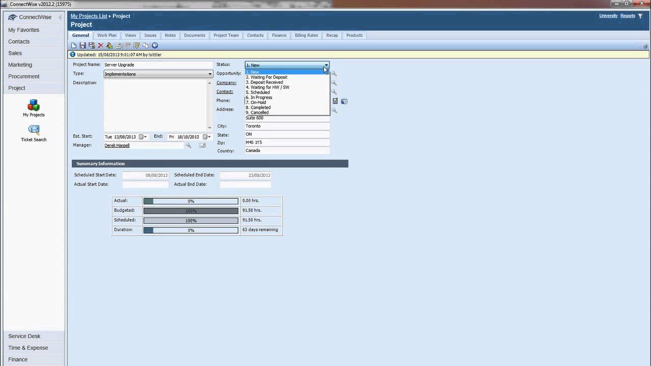 Templates & Projects in ConnectWise