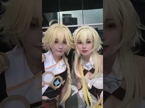 Aether & Lumine ๐ Genshin impact Cosplay #shorts