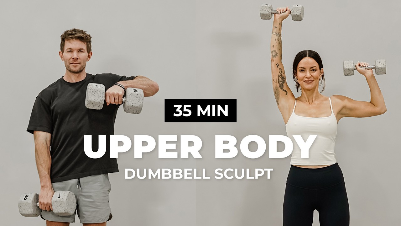 35 Min Upper Body Dumbbell Workout + Abs | Home Workout All Levels