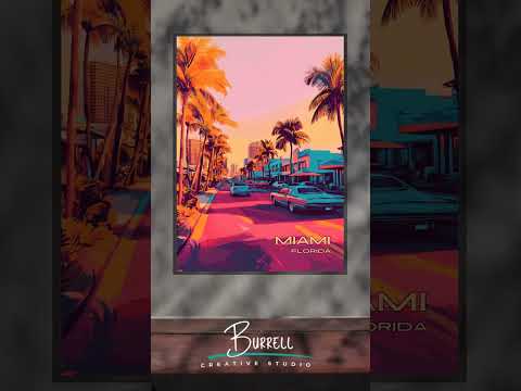 Miami Florida Scenery Travel Poster & Wall Art Poster Print