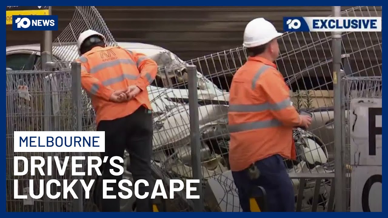 Melbourne Driver Has Lucky Escape After Train Slams Into His Car | 10 News