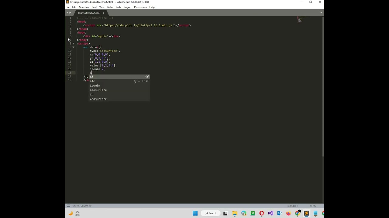 3D Isosurface chart using plotly javascript