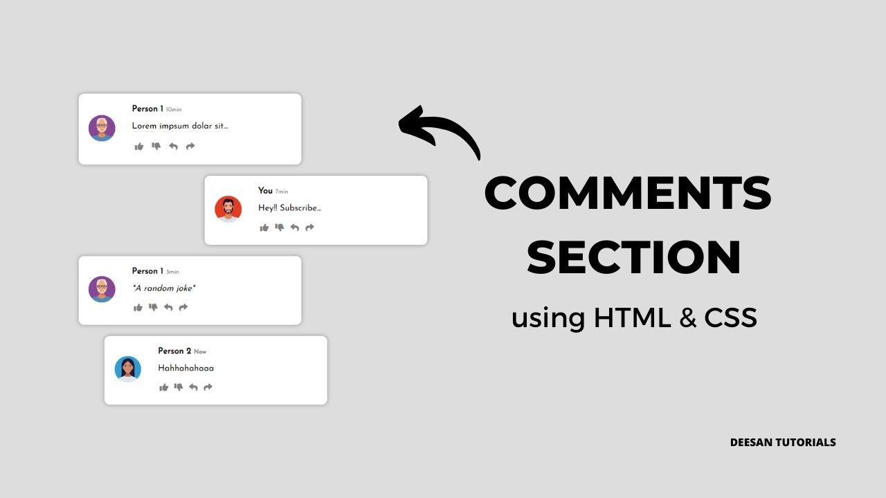 Comments Section using HTML and CSS | Social media comments section | Deesan Tutorials