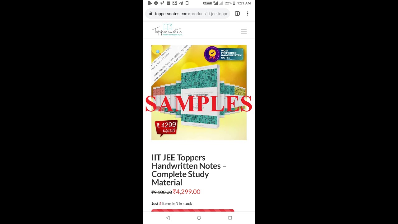IIT JEE  Mains & Advance Toppers Handwritten Notes Samples