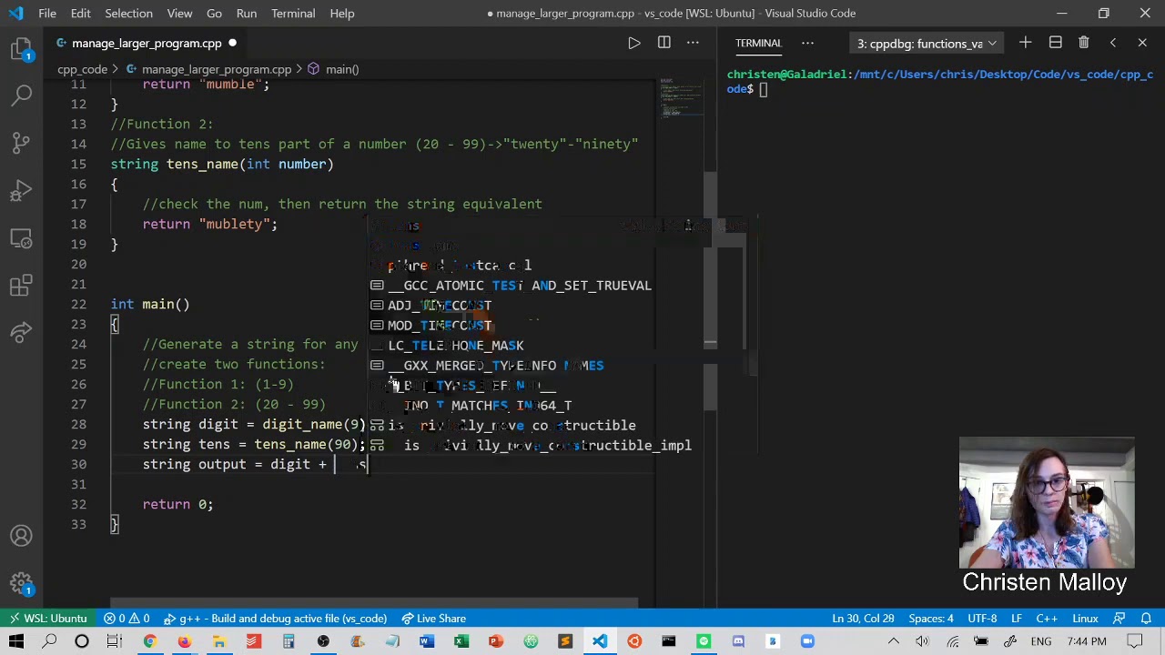 Large Programs: Function Stubs, designing multiple functions