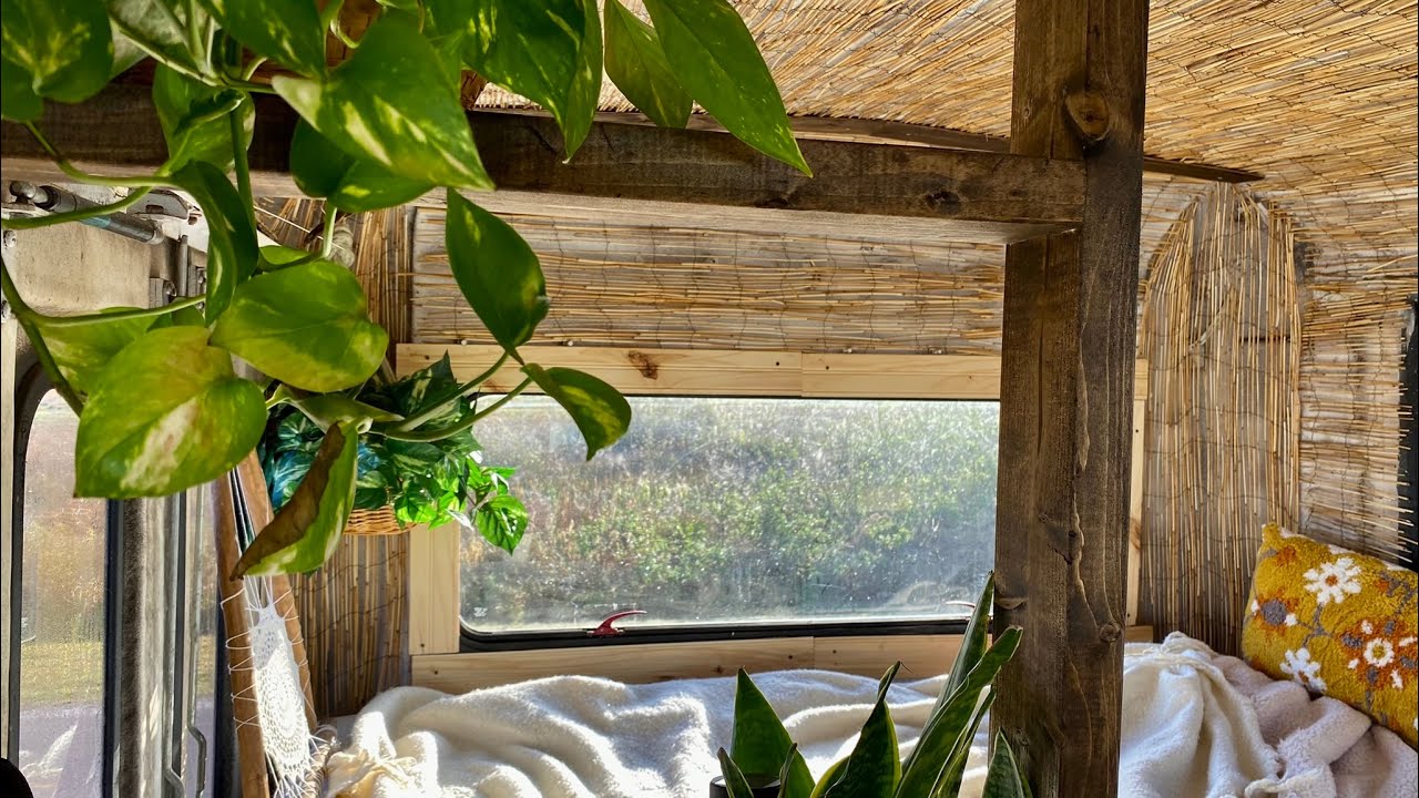 DIY TINY HOME on wheels in Florida |  Reed fencing Bedroom ceiling| Swiss Family Robinson VIBES
