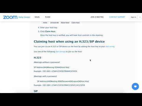 How to CLAIM A ZOOM HOST via H.323/SIP device?