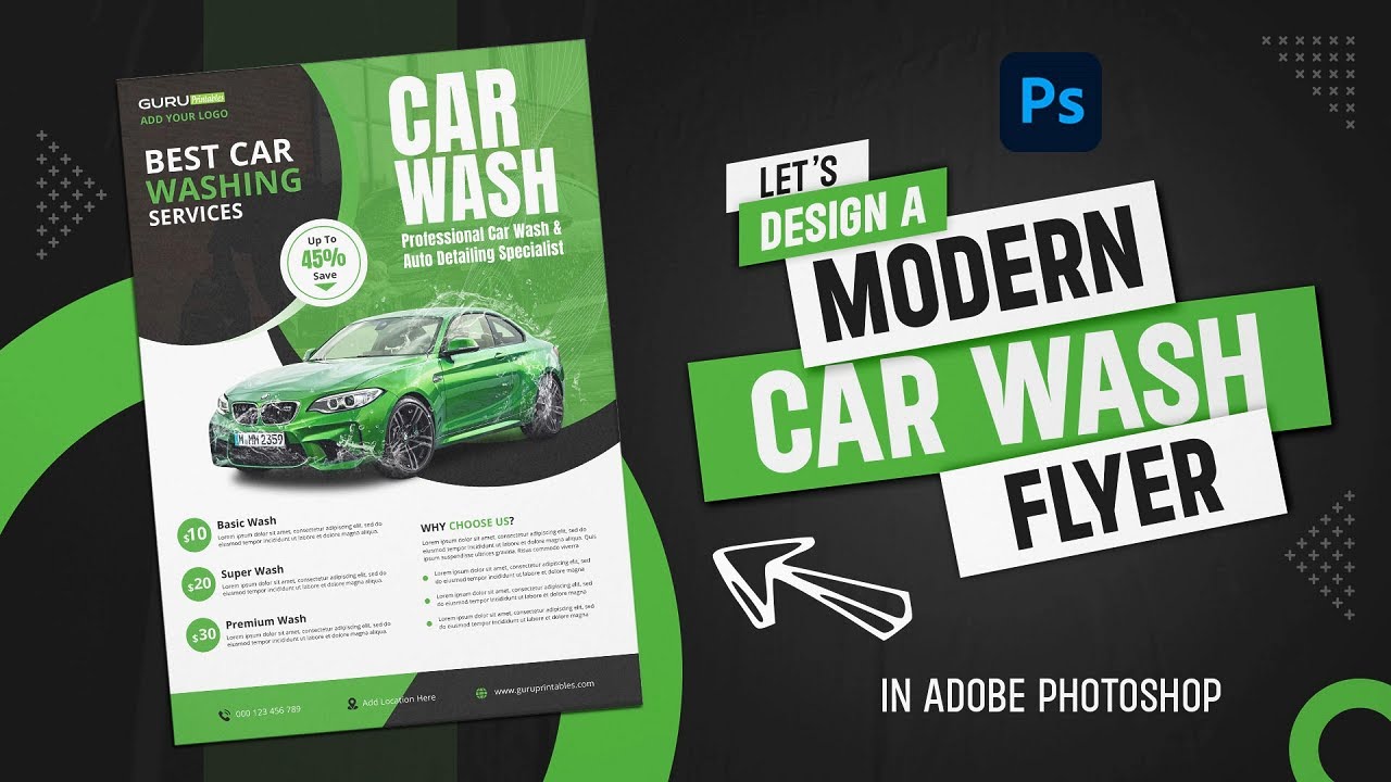 Discover the Secrets of Stunning Car Wash Flyer Design in Adobe Photoshop!