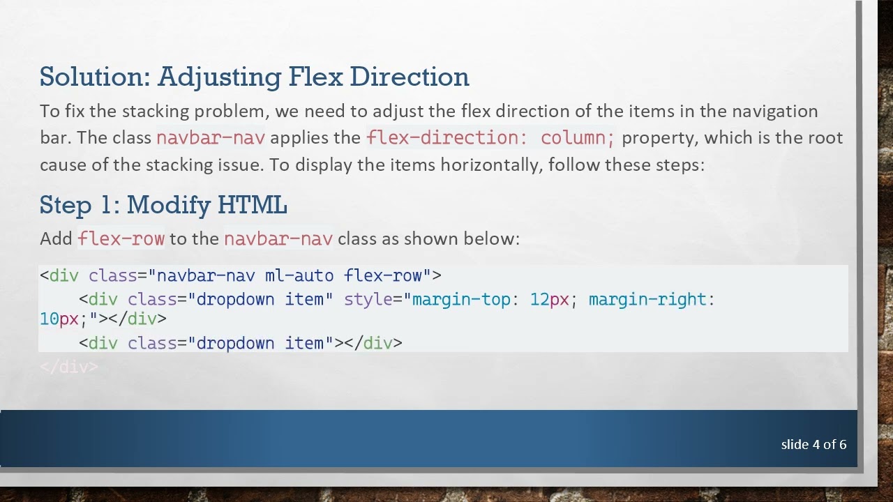 Resolving the Stacked Navigation Items Issue in Bootstrap 4 Navbar