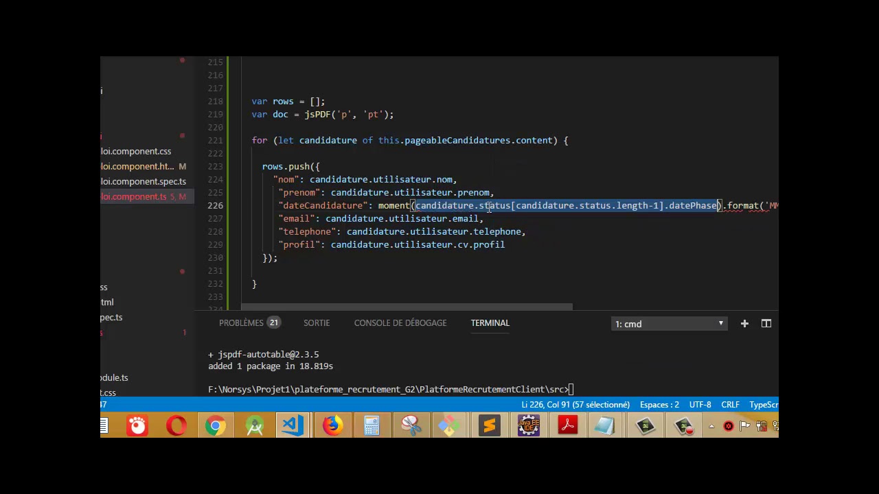 Format date in TypeScript Angular