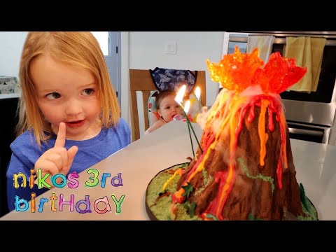 NiKO’s 3rd BiRTHDAY!! a Volcano and Dinos at pirate island! the ultimate family party in Lava Land