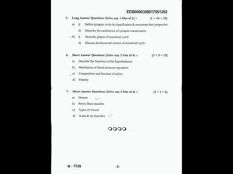 BSc Nursing Question paper 1st Semister 2021-2022 (New Paper Pattern). #MUHS University