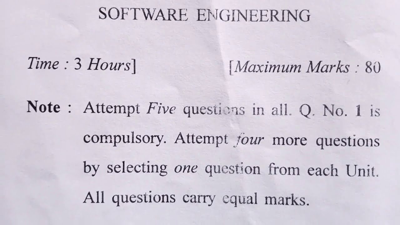 Bca software engineering questions paper