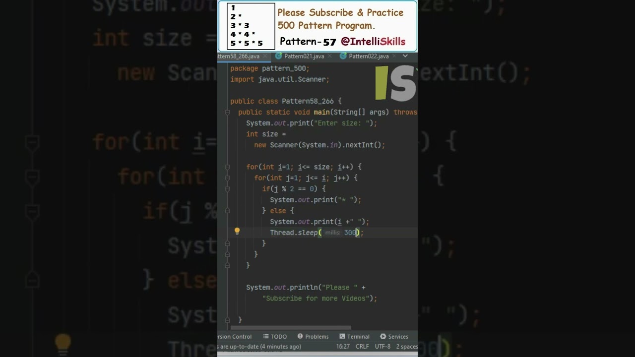 Java Pattern-58 | 500 Java Pattern Programs #shorts #java #coding #programming