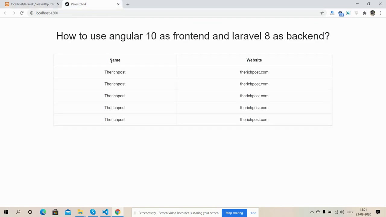 Angular 10 Laravel 8 Working Example