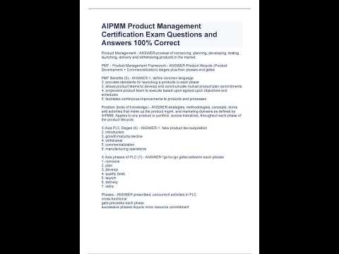 AIPMM Product Management Certification Exam Questions and Answers 100% Correct
