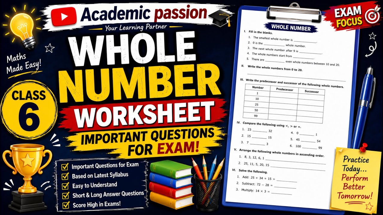 #Whole number Worksheet class-6