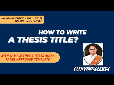 PAANO SUMULAT NG RESEARCH O THESIS TITLE (SAMPLE THESIS TITLES AND A PANEL-APPROVED TEMPLATE)