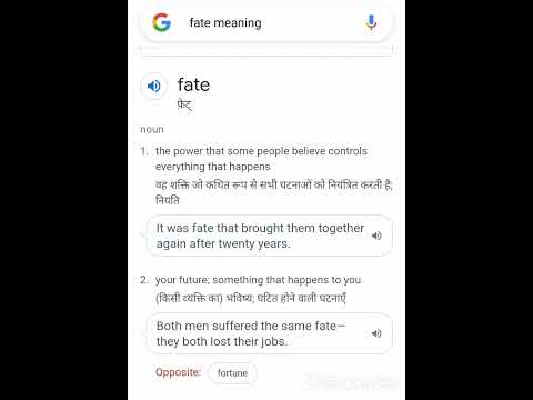 meaning of fate||English and Hindi meaning||