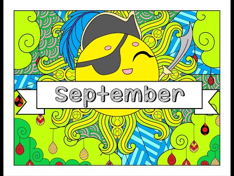 September and Pirate-themed Coloring Book and Planner, Mandalas - 33-Page Printable PDF