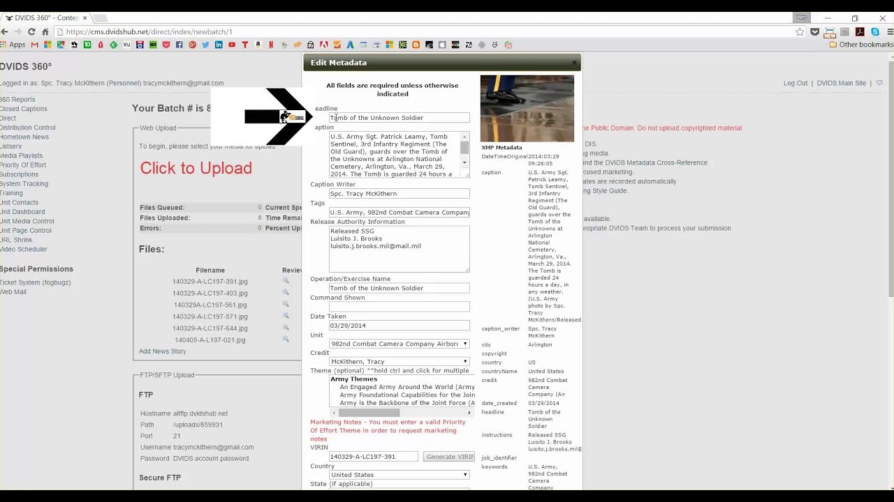 How to upload to DVIDS.