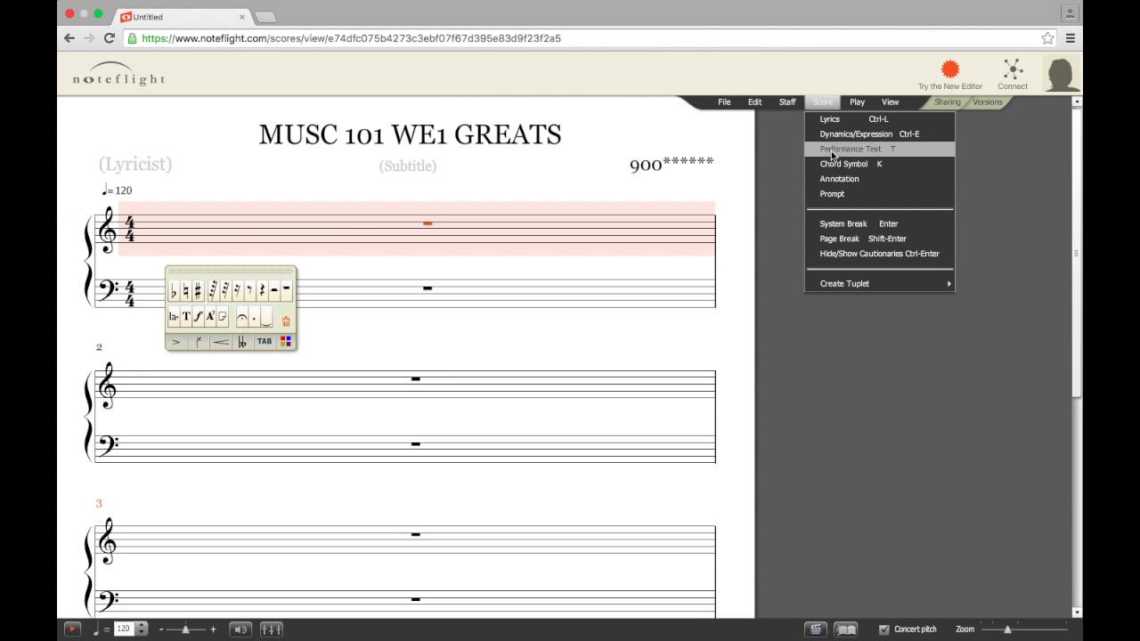 Noteflight Notation