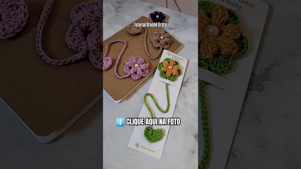 MARCADOR DE PAGINAS FLOR DE CROCHÊ FÁCIL #croche #livro #marcadores