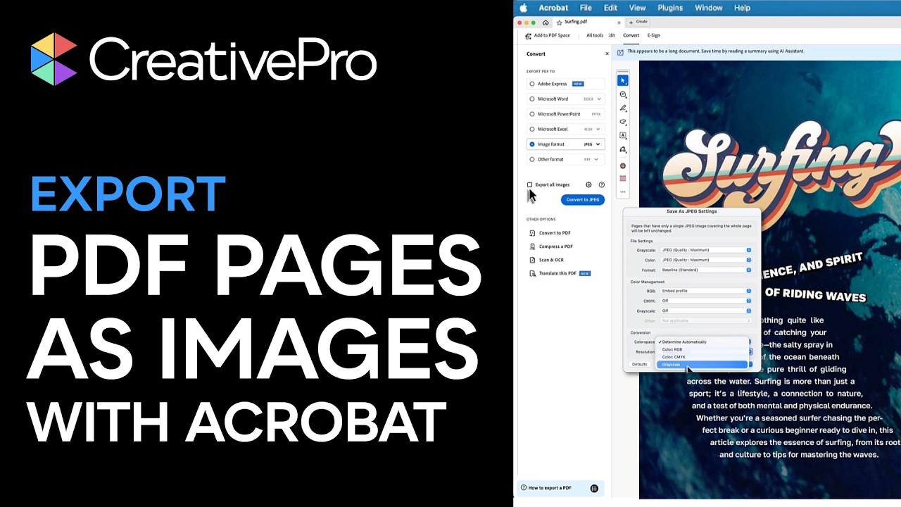 Acrobat: Export PDF Pages as Images (Video Tutorial)