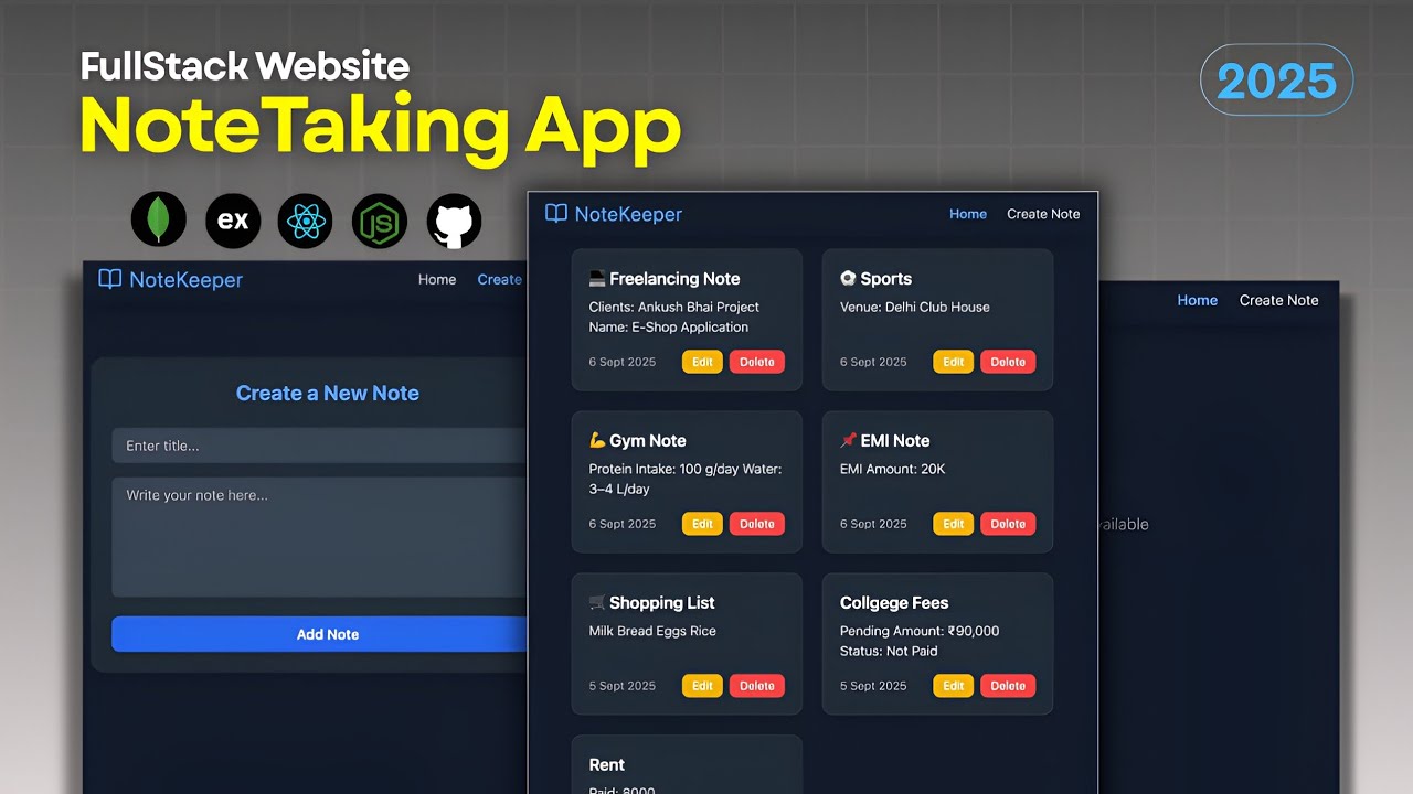 Build a Full-Stack Note Taking App with React, Node.js, & MongoDB | Please do one like😊