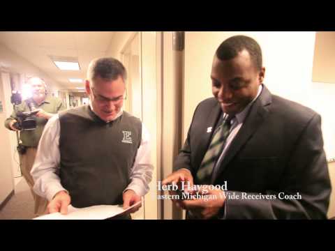 Video: Eastern Michigan football head coach Chris Creighton receives a commit