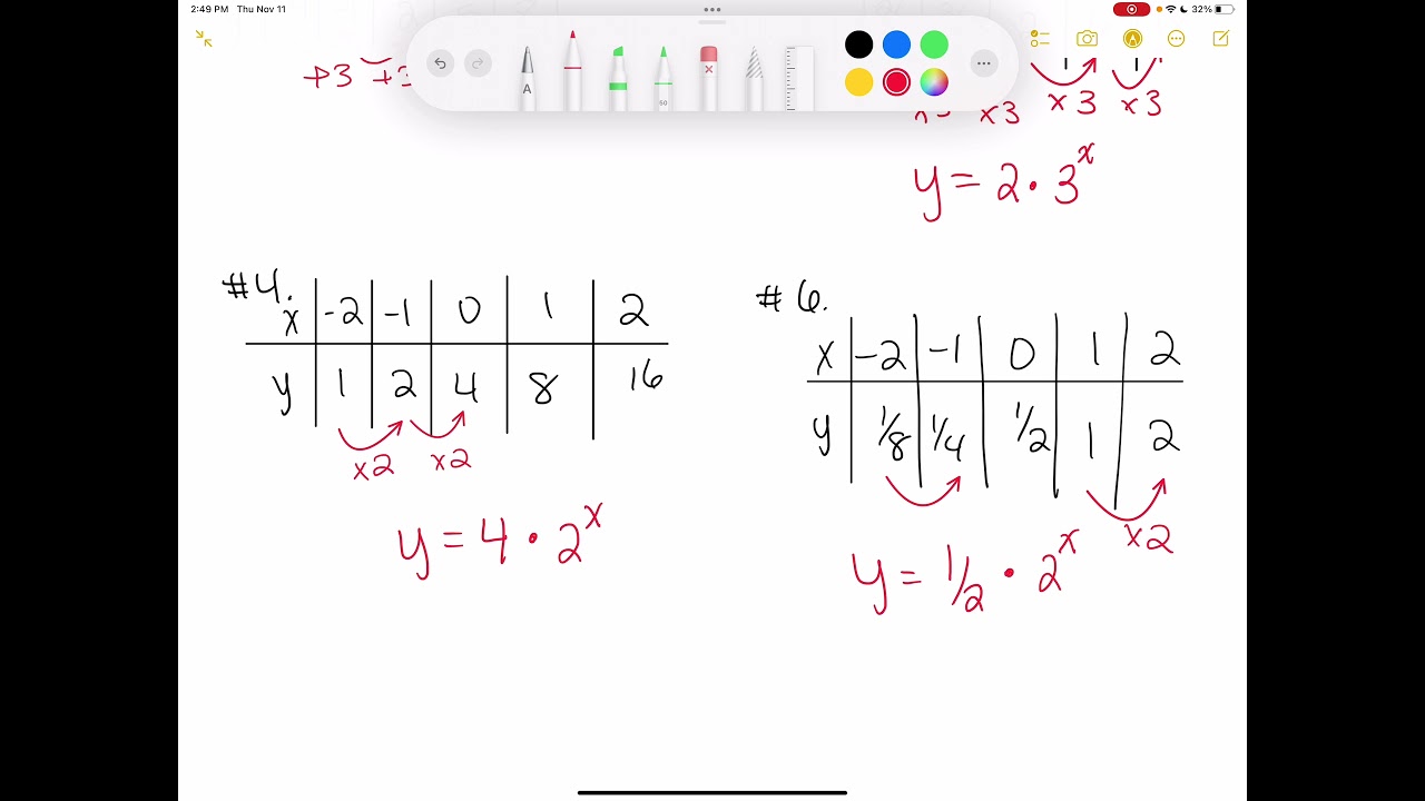Algebra 1 Write and Graph Exponential Functions part 1