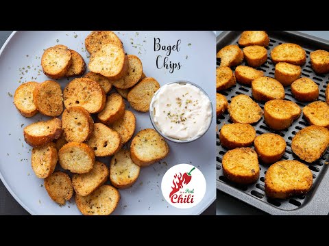 Garlic & Herb Bagel chips using Air Fryer | Easy Air fryer Recipes | ASMR Cooking