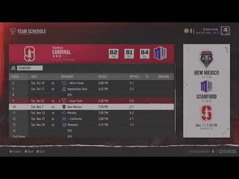 EA SPORTS College Football 25 dynastyttu 2026 Stanford schedule