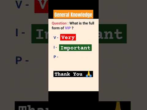 Full Form of VIP || Short Video #gk #mcq #question #answer #trending #viralvideo #vip #gkfacts