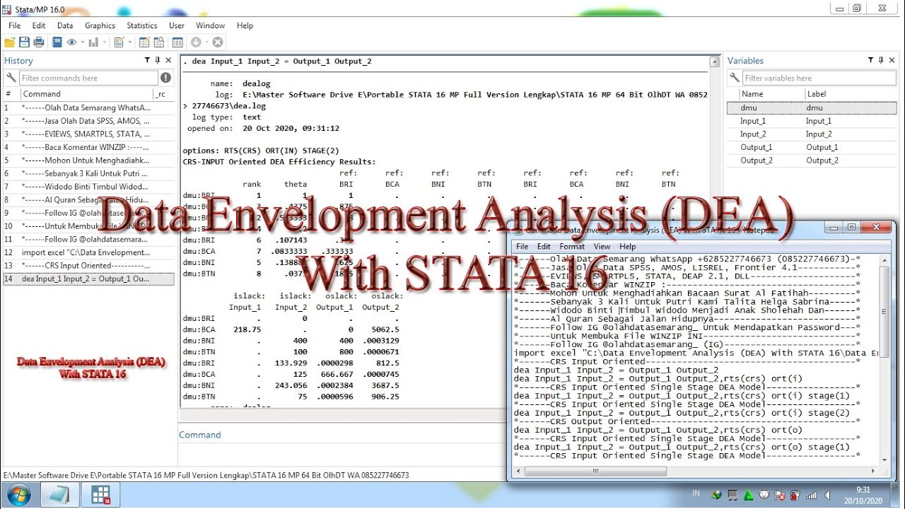 Data Envelopment Analysis (DEA) With STATA 16
