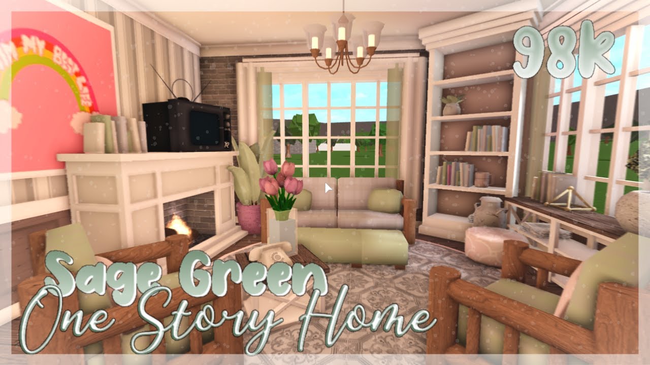 Sage Green One Story Home | Bloxburg Speed Build