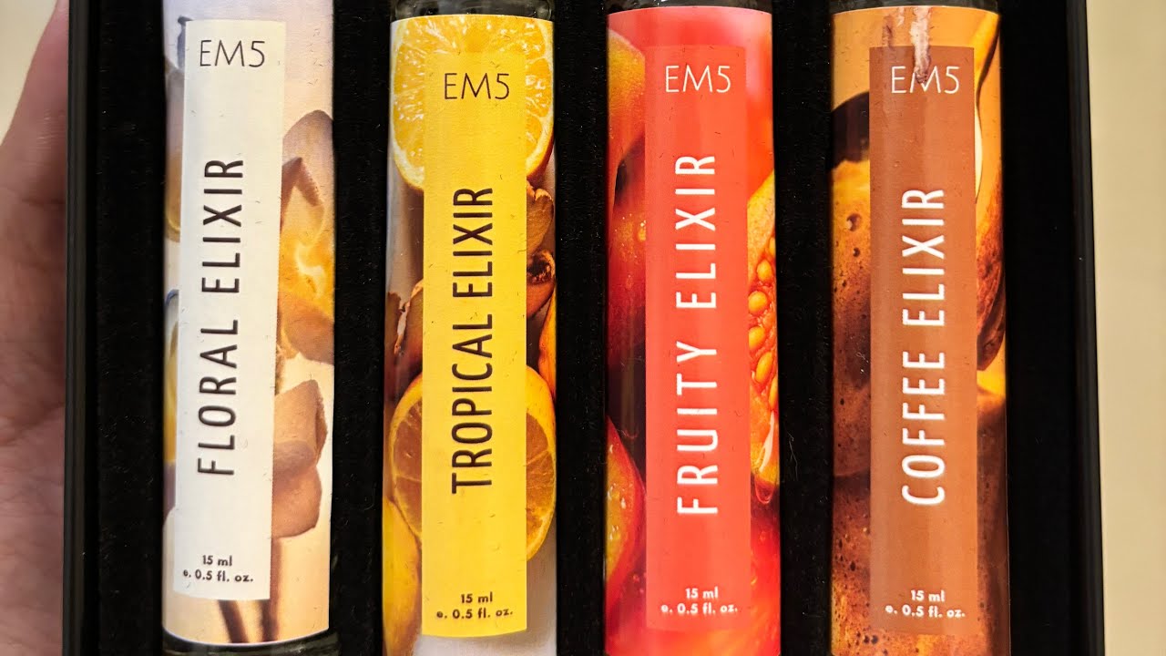 EM5 perfumes for Her 20ml each * 4 ( floral elixir, tropical elixir,fruity elixir,coffee elixir)