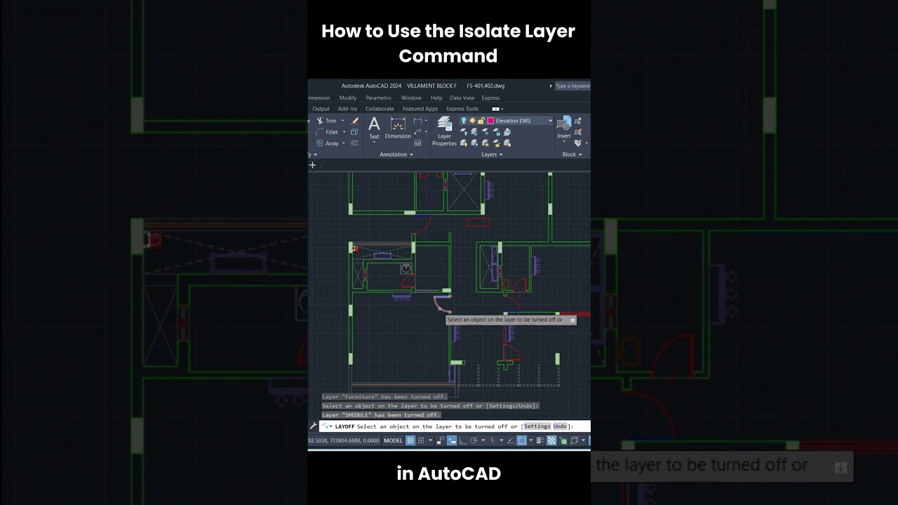 How to Use the Isolate Layer Command in AutoCAD to Keep Only One Layer Visible #shorts