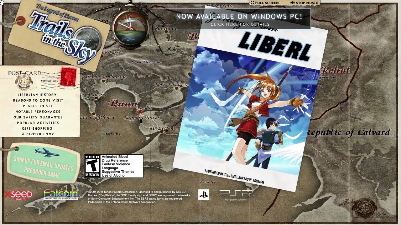 The Legend of Heroes: Trails in the Sky Flash Website in 2004