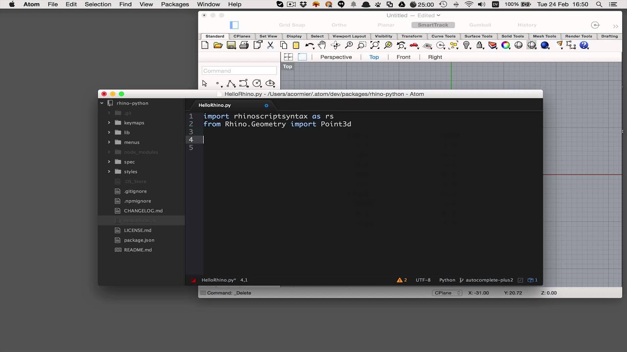Atom rhino-python in 30 seconds