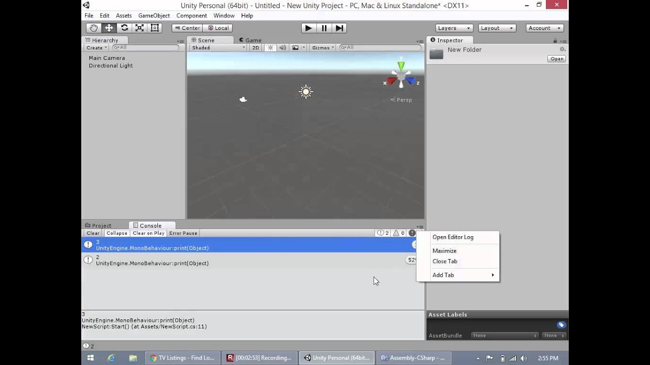 Using the Unity Console to Debug Code