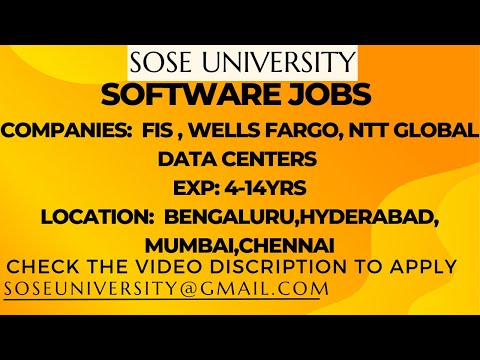 Software Job Openings for FIS , Wells Fargo, NTT Global Data Centers