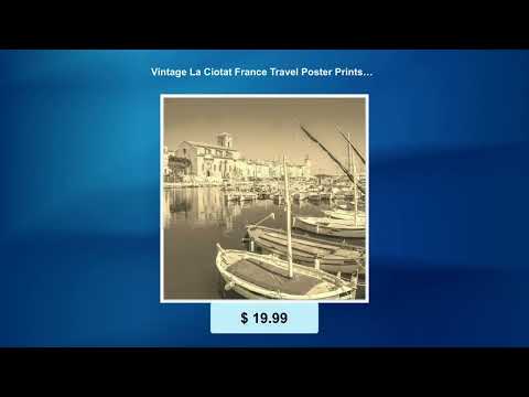 Vintage La Ciotat France Travel Poster Prints Wall Art | Retro La Ciotat Boats Home Decor | La Ci...