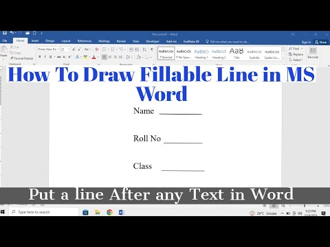 How To Draw a Fillable Line in MS Word | Insert Line in Front Of Text in Microsoft Word