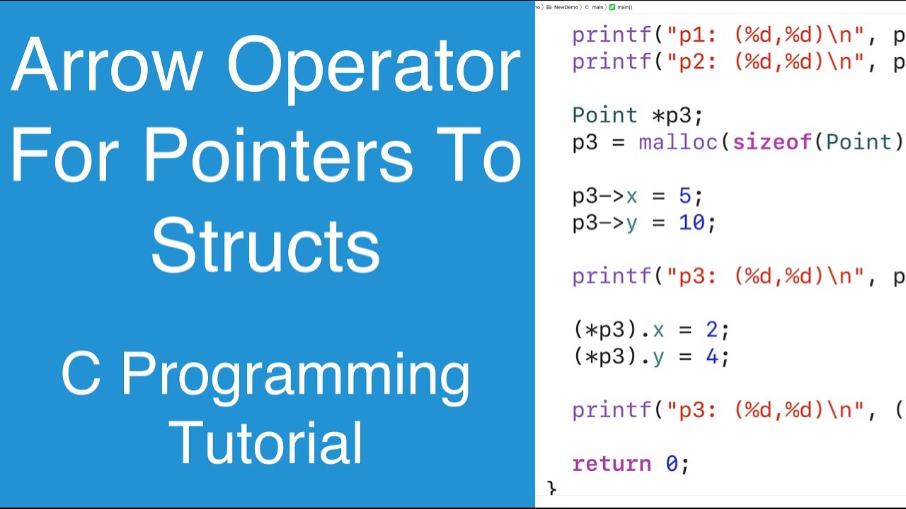 Arrow Operator For Pointers To Structs | C Programming Tutorial