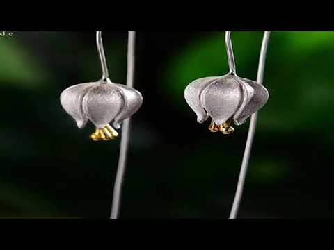 Lotus Fun Eternal Love Tulip Flower Dangle Earrings Real 925 Sterling Silver Handmade Fine Jewelry E