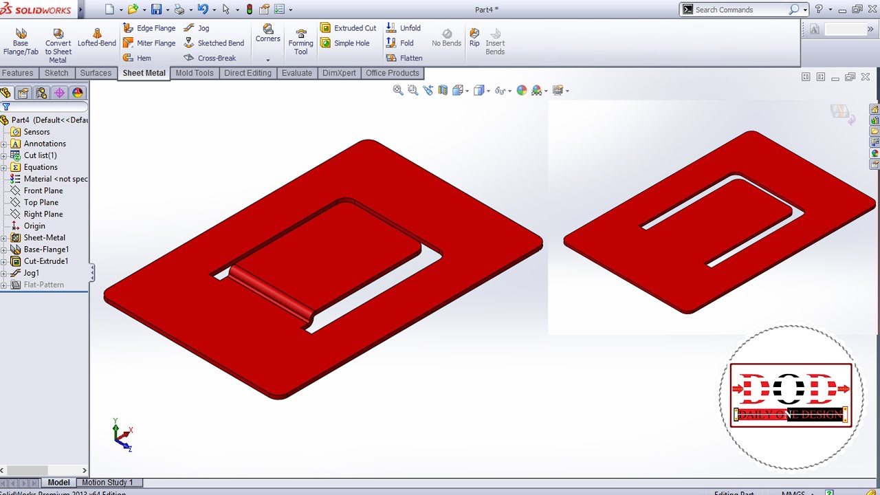 JOG command tutorial - sheet metal solidwworks 2013