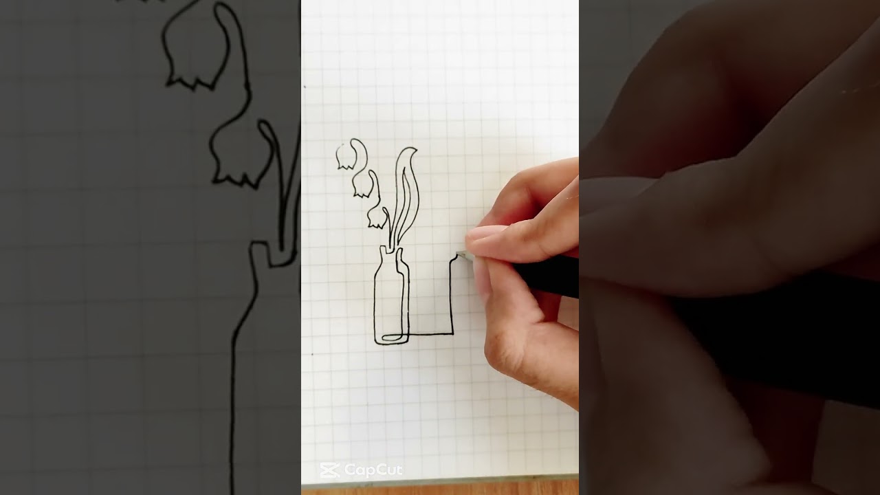 Drawing beautiful flowers 🌺 just in one stroke || continuous line art/drawing #satisfying #shorts