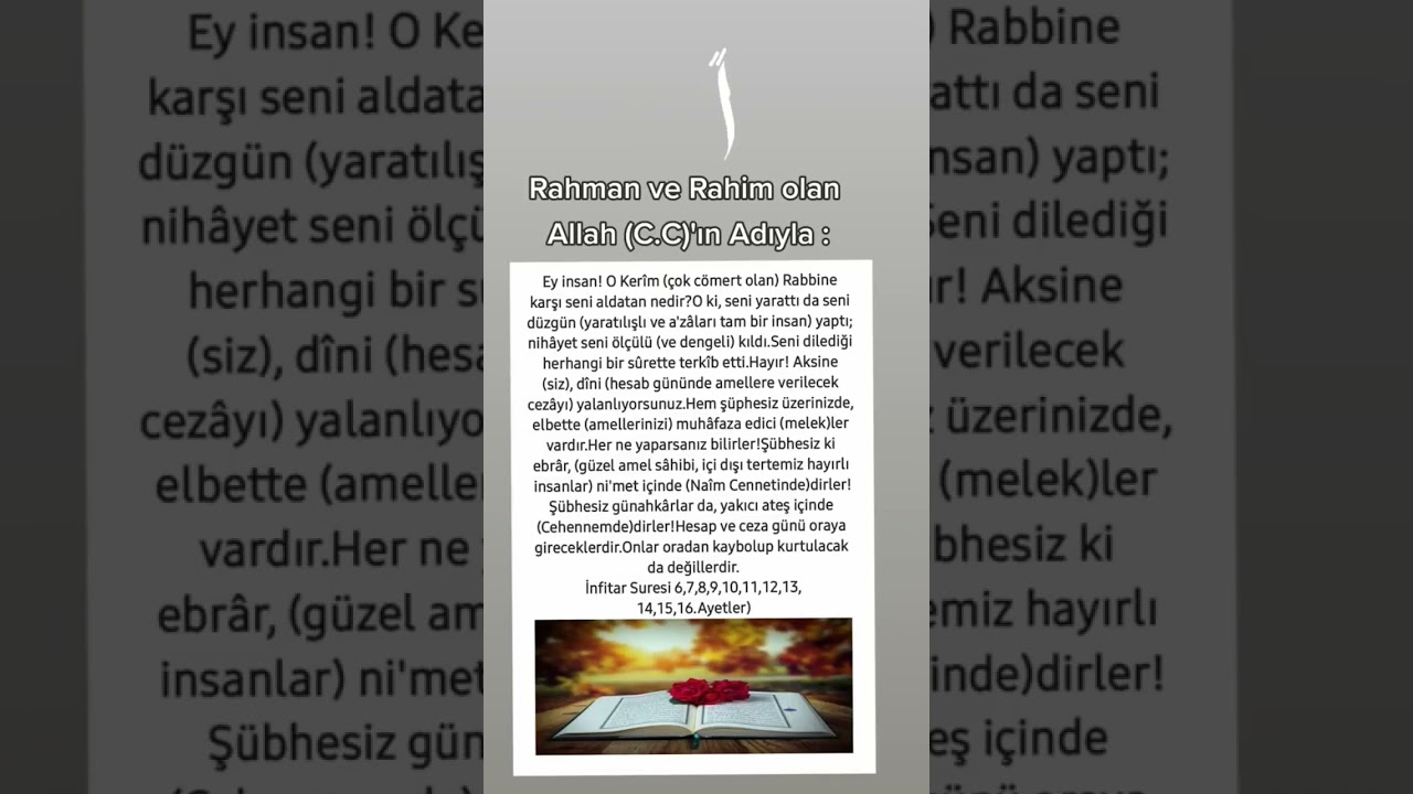 İnfitar Suresi 6 7 8 9 10 11 12 13 14 15